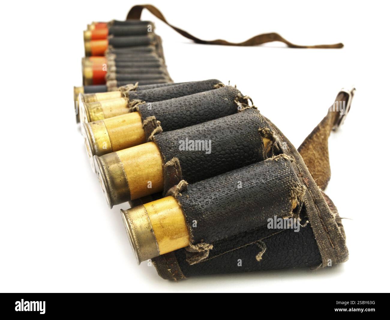 Photo Of Old Cartridge For Hunting Rifle Against White Background Stock ...