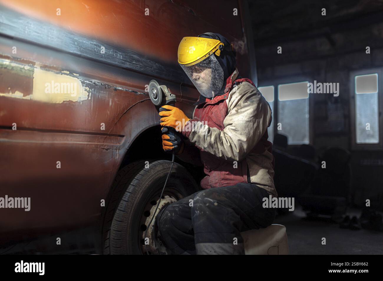 Worker sanding near car hi-res stock photography and images - Alamy
