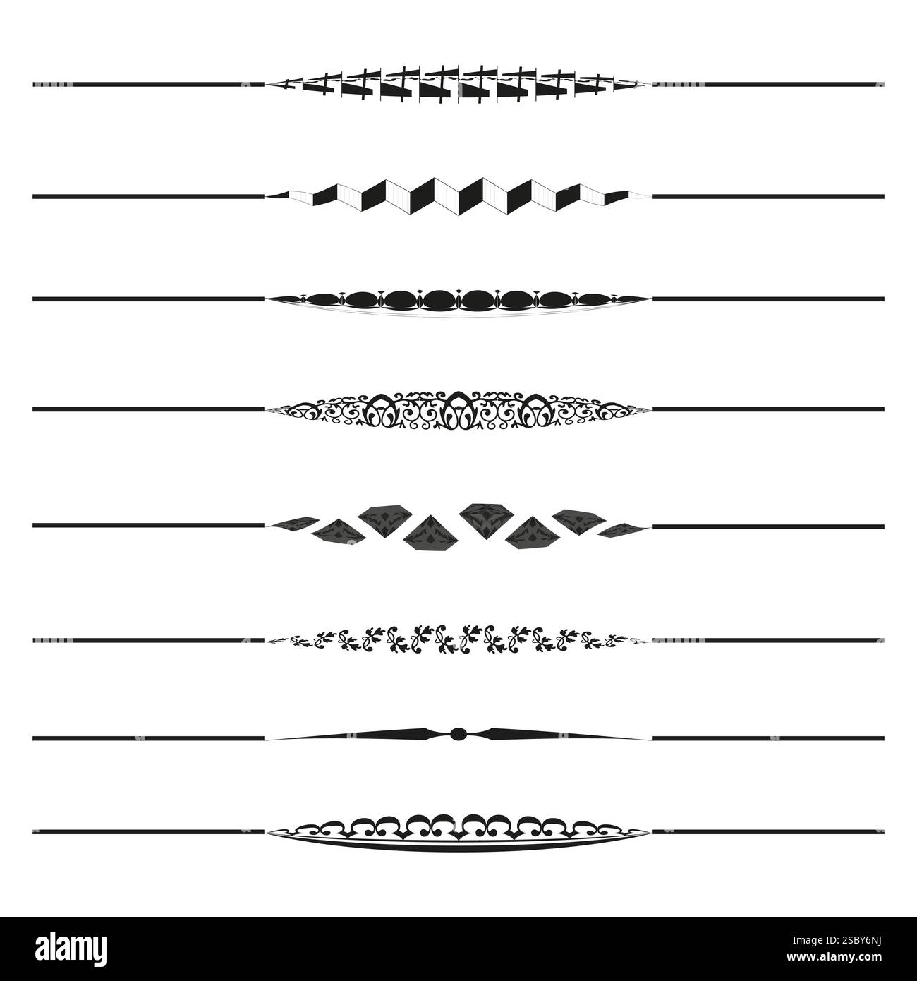 Decorative line set. Ornate border strip. Elegant black shapes. Vector ...