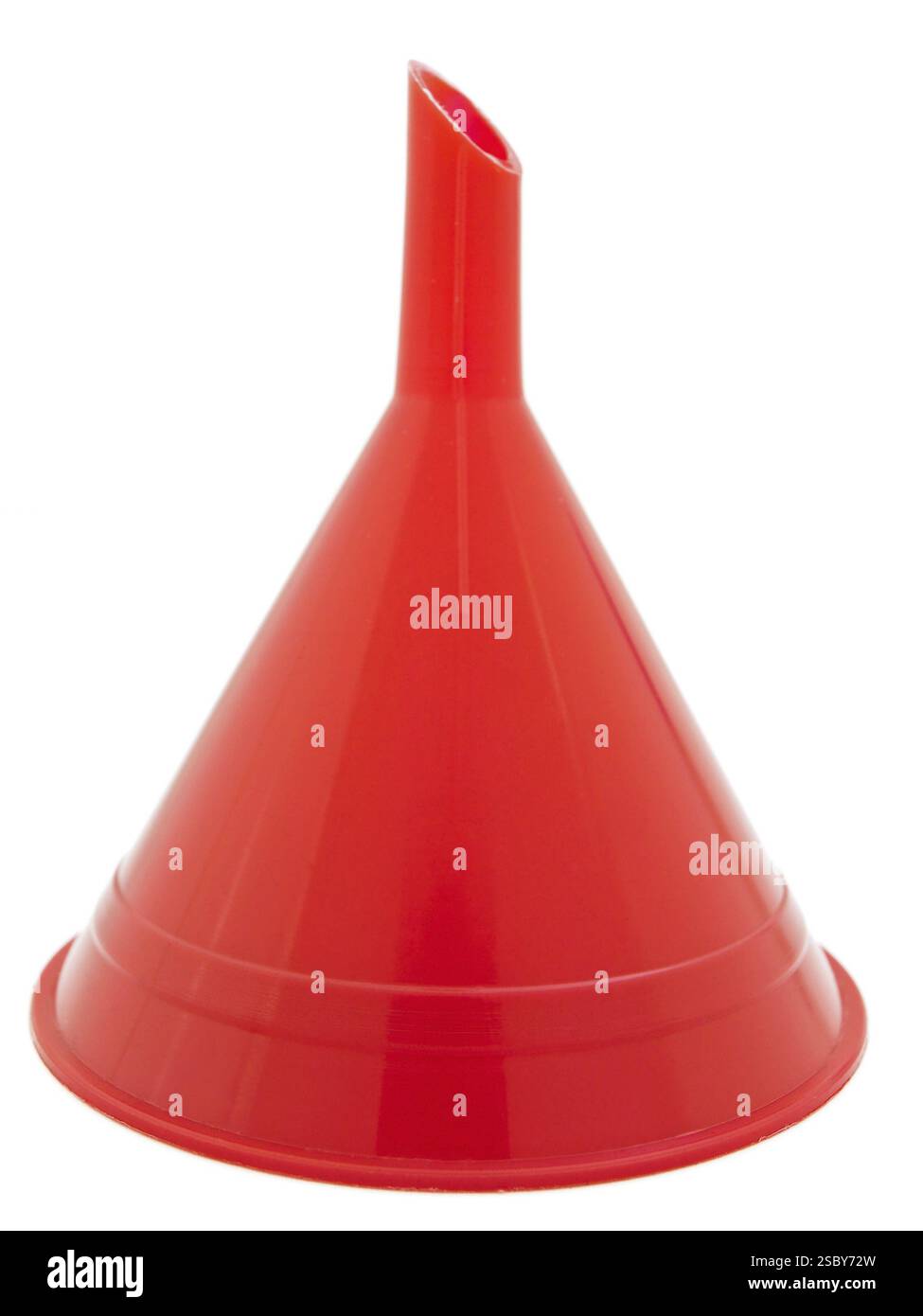 Red Plastic Kitchen Funnel Against White Background Stock Photo - Alamy