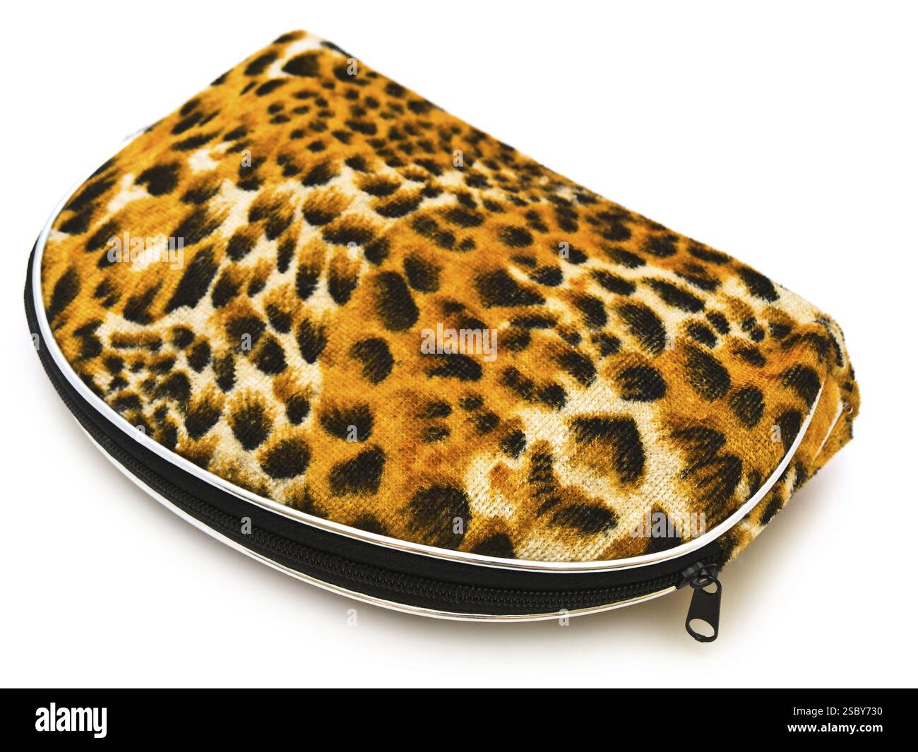 Purse With Zipper In Wild Leopard Design Against The White Background ...