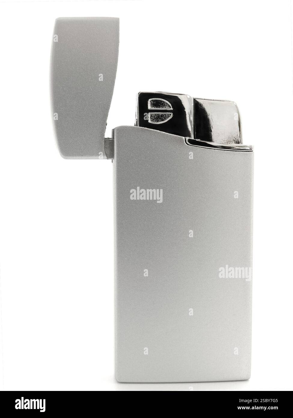Single Silver Lighter Against The White Background Stock Photo - Alamy
