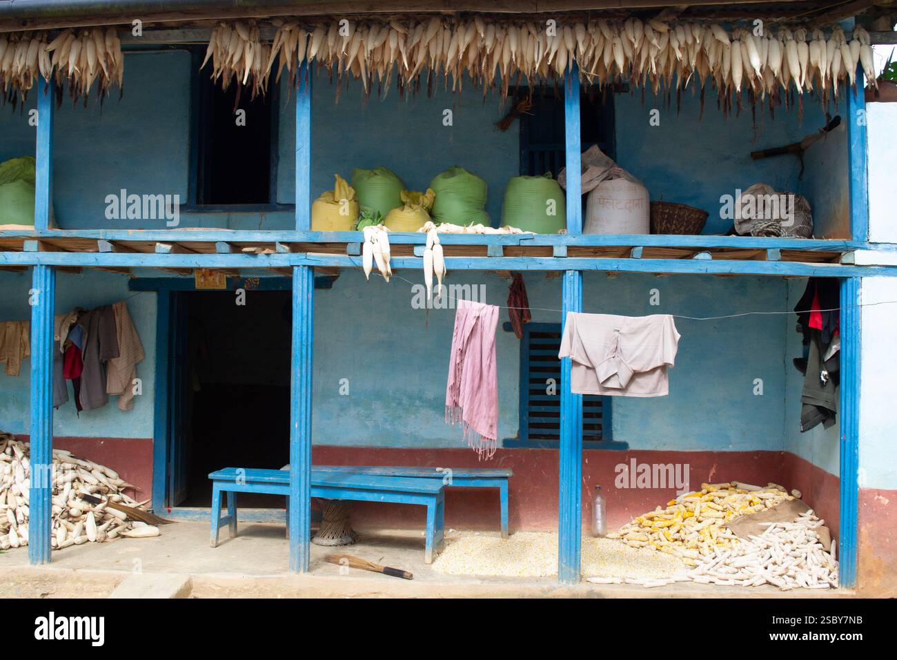 Western Region, Nepal. Balcony of rural house Stock Photo - Alamy