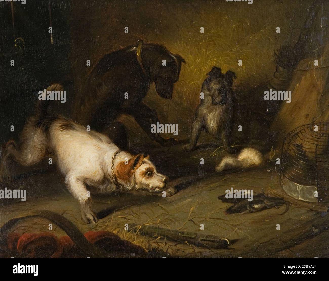 Henry Bernard Chalon - Three Terriers with two dead Rats Stock Photo ...