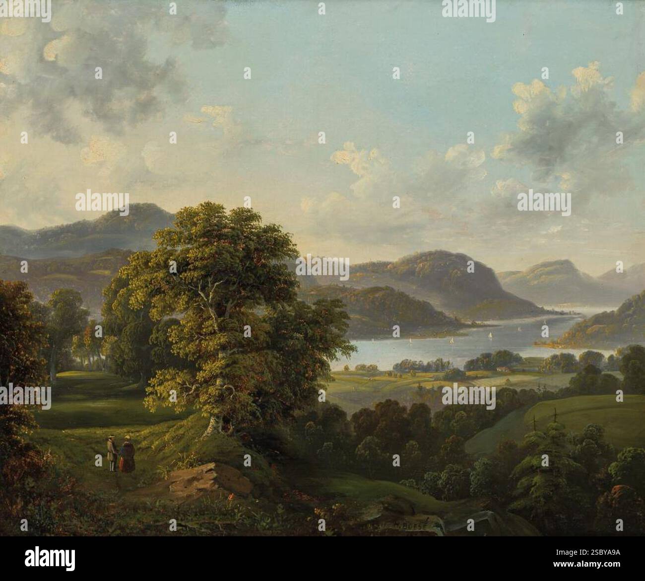 Henry Boese - Stroll Along the River oil on canvas signed and dated ...