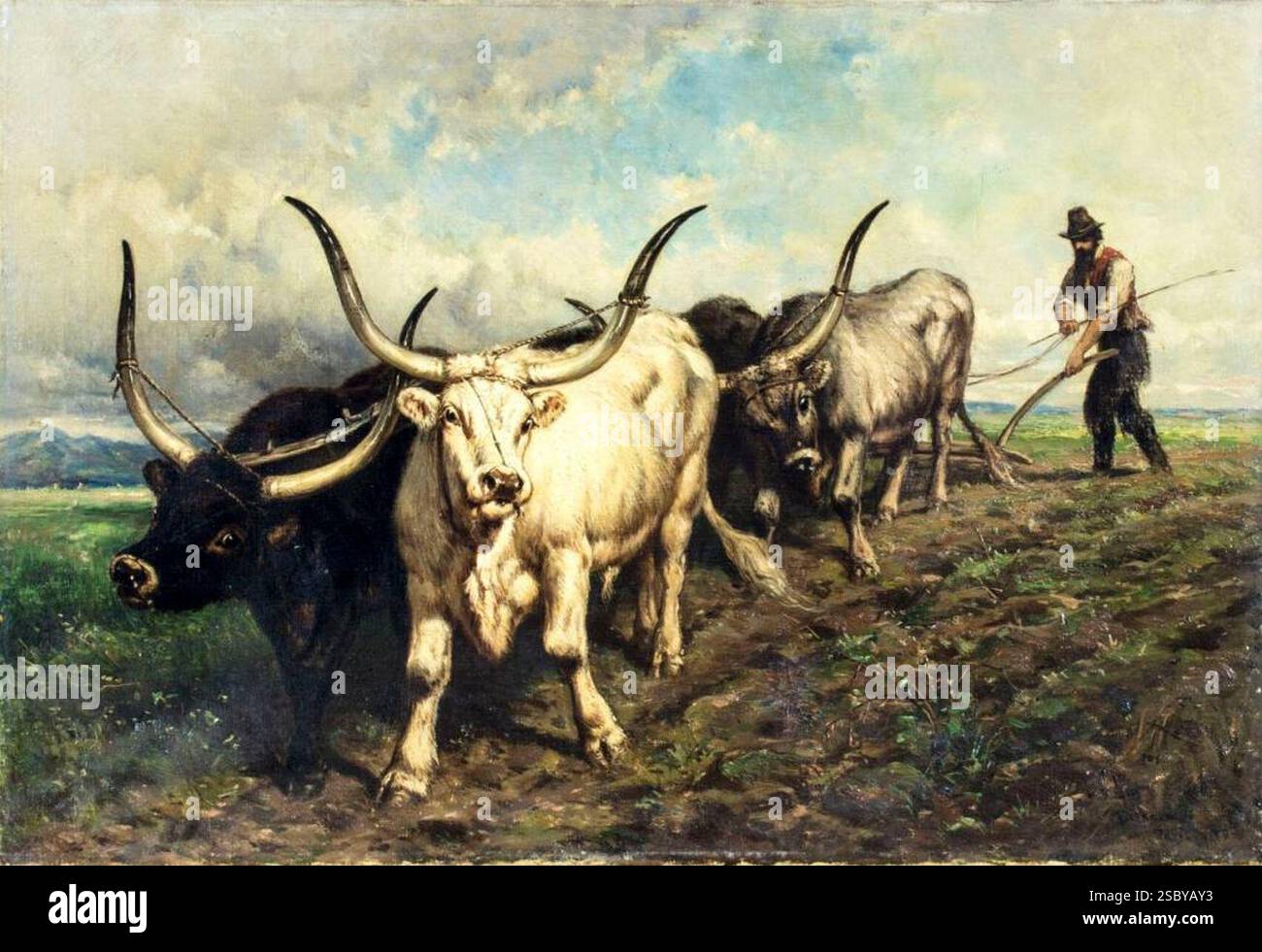 Henry Collins Bispham - NAME Bulls at the Plough YEAR 1880 MEDIUM oil ...