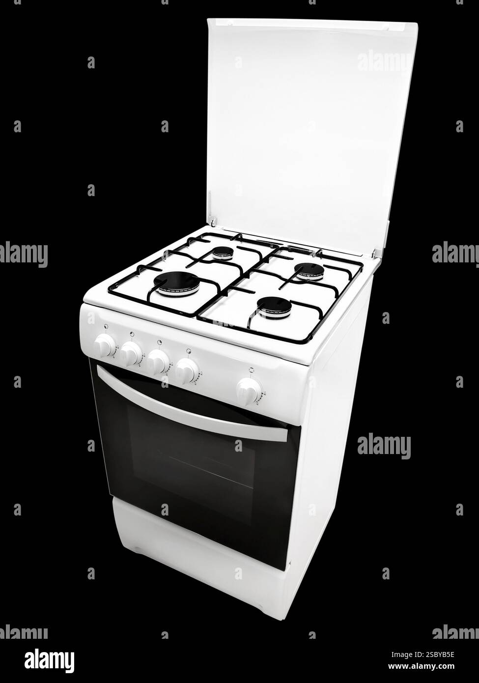 White Gas Cooker Over The Black Background Stock Photo - Alamy