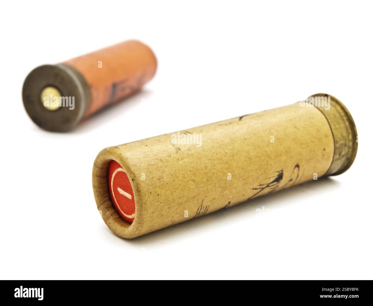 Old Cartridge For Hunting Rifle Against White Background Stock Photo ...