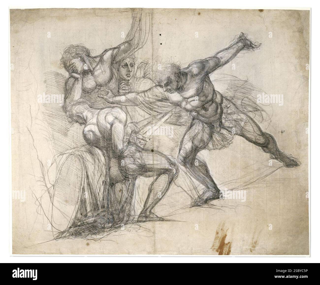 Henry Fuseli, The Death of Brutus, a charcoal drawing with white chalk ...