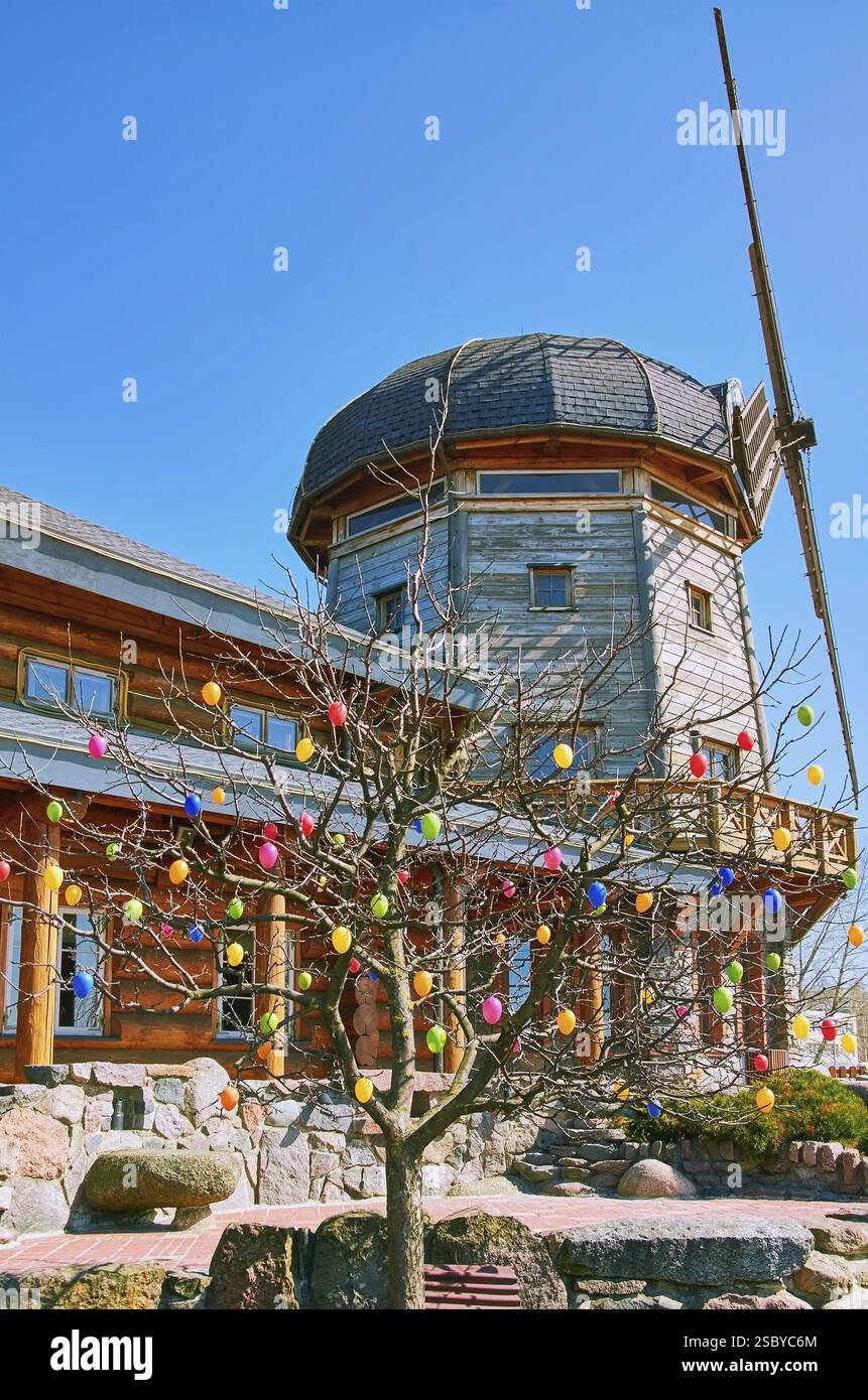 Easter Tree in front of Wind Mill Riga, Latvia, Europe Stock Photo - Alamy