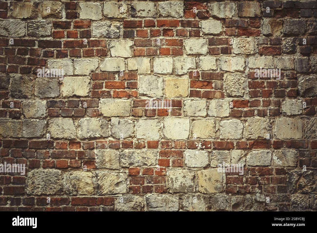 Background from an old brick wall made of different brick types Lublin ...