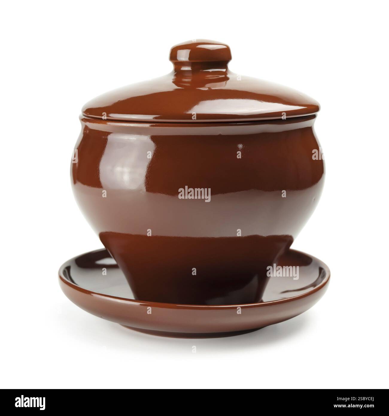 Brown ceramic pot over the white background Stock Photo - Alamy