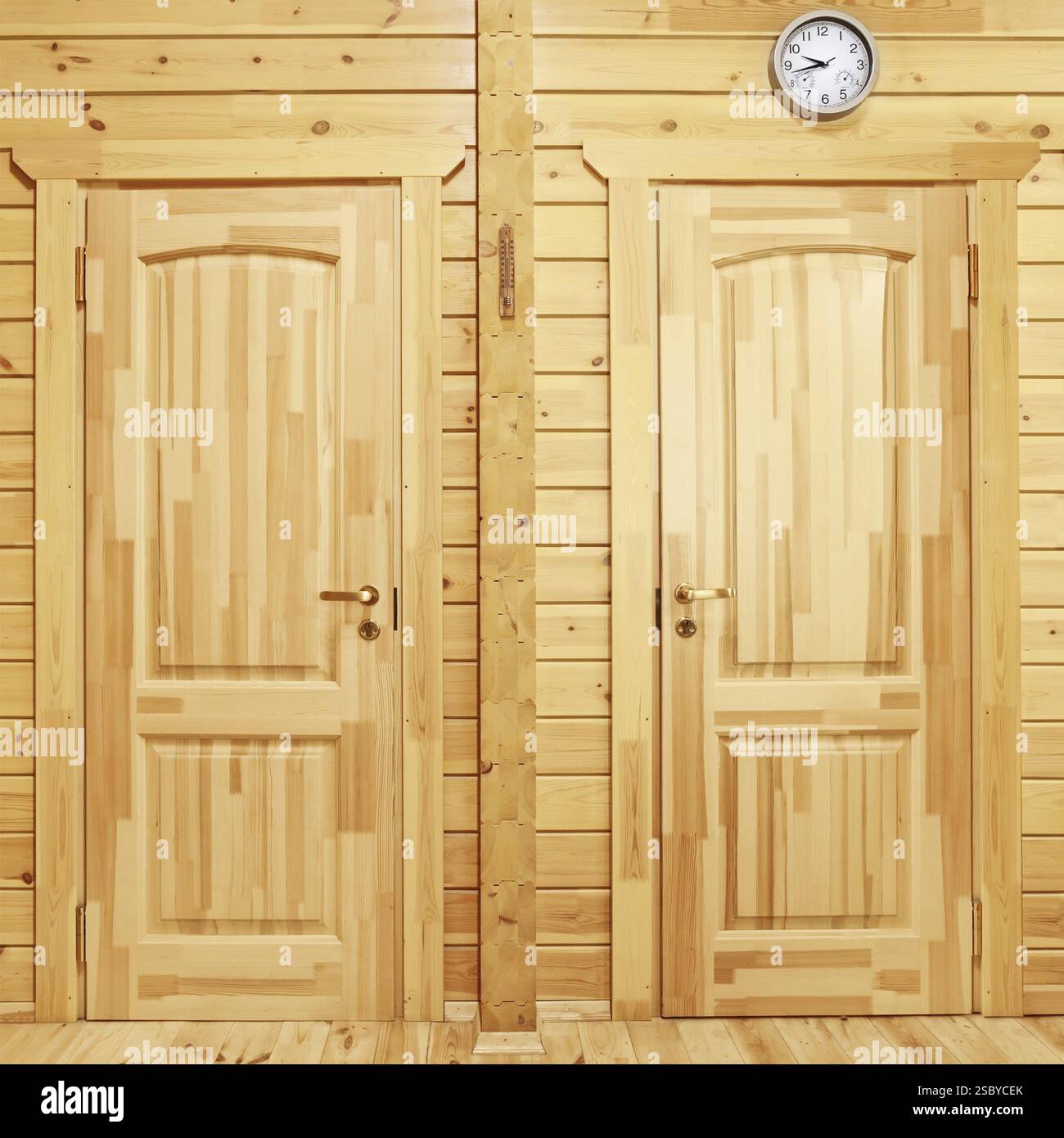 Closed wooden doors to the rooms in house Stock Photo - Alamy
