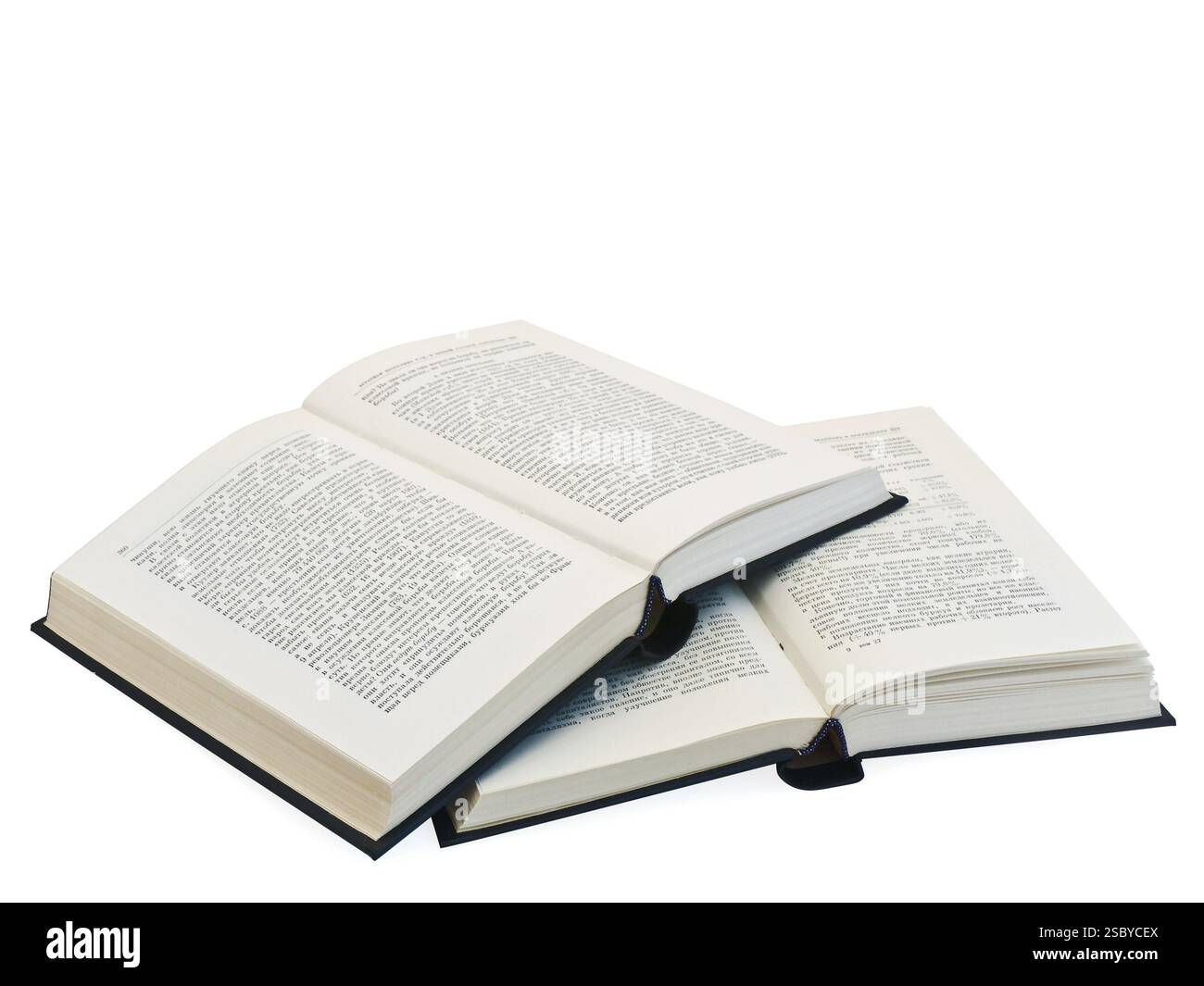 Two open books against the white background Stock Photo - Alamy