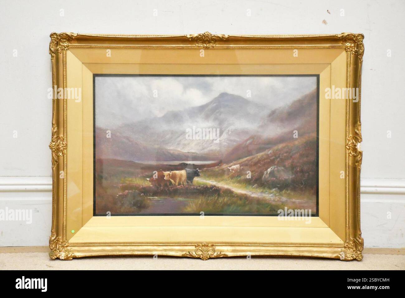 Henry Hadfield Cubley - ; oil on board, mountain landscape with ...
