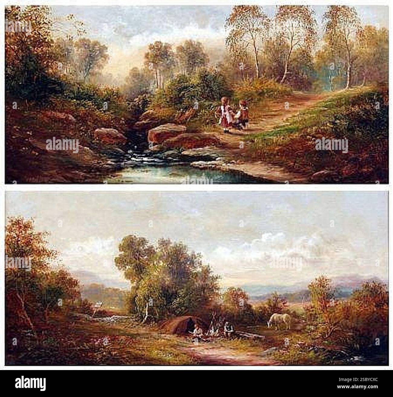 Henry Hotham Harris - Signed Pair of Oils on Canvas Landscape with ...