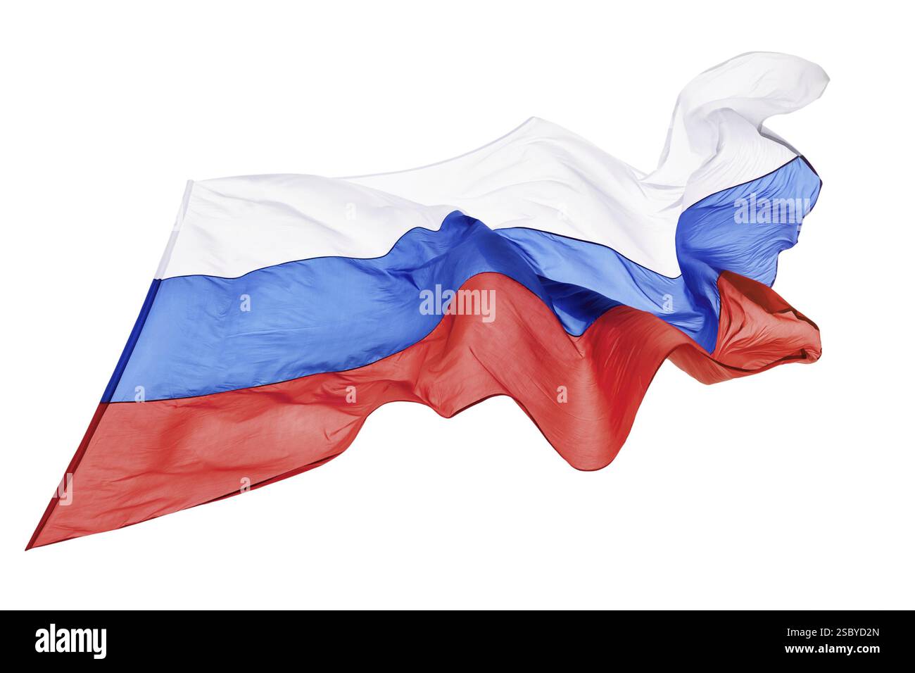 Flag Of The Russian Federation Fluttering Over The White Background ...