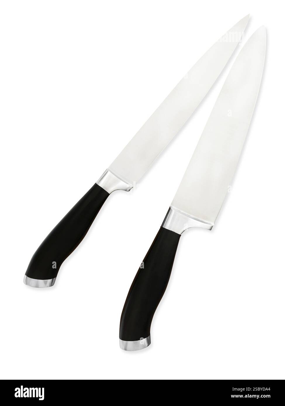 Two kitchen knives over the white background Stock Photo - Alamy