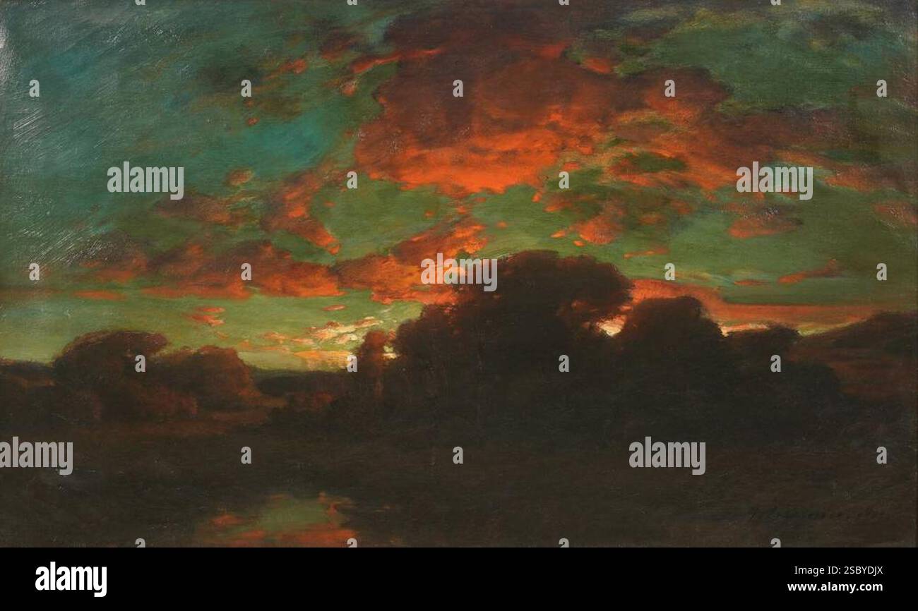 Henry Joseph Breuer - Henry Joseph Breuer 1860-1932 Sunset Landscape ...