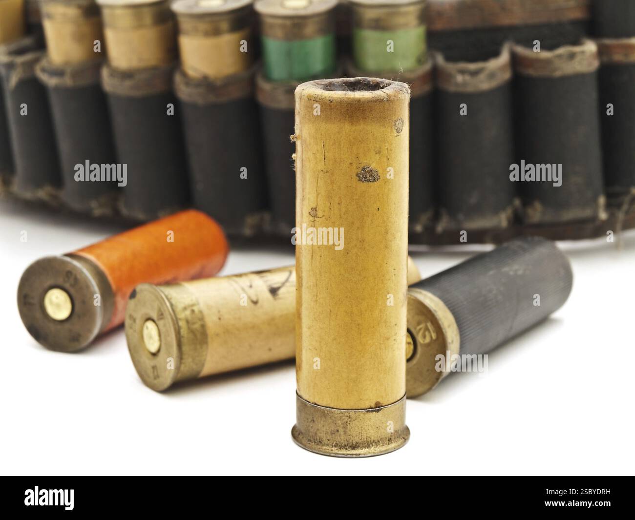 Old Cartridge For Hunting Rifle Against White Background Stock Photo ...