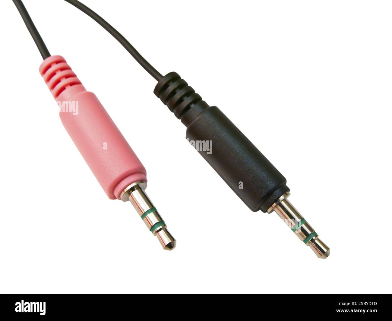 Pink and black plugs over the white background Stock Photo - Alamy