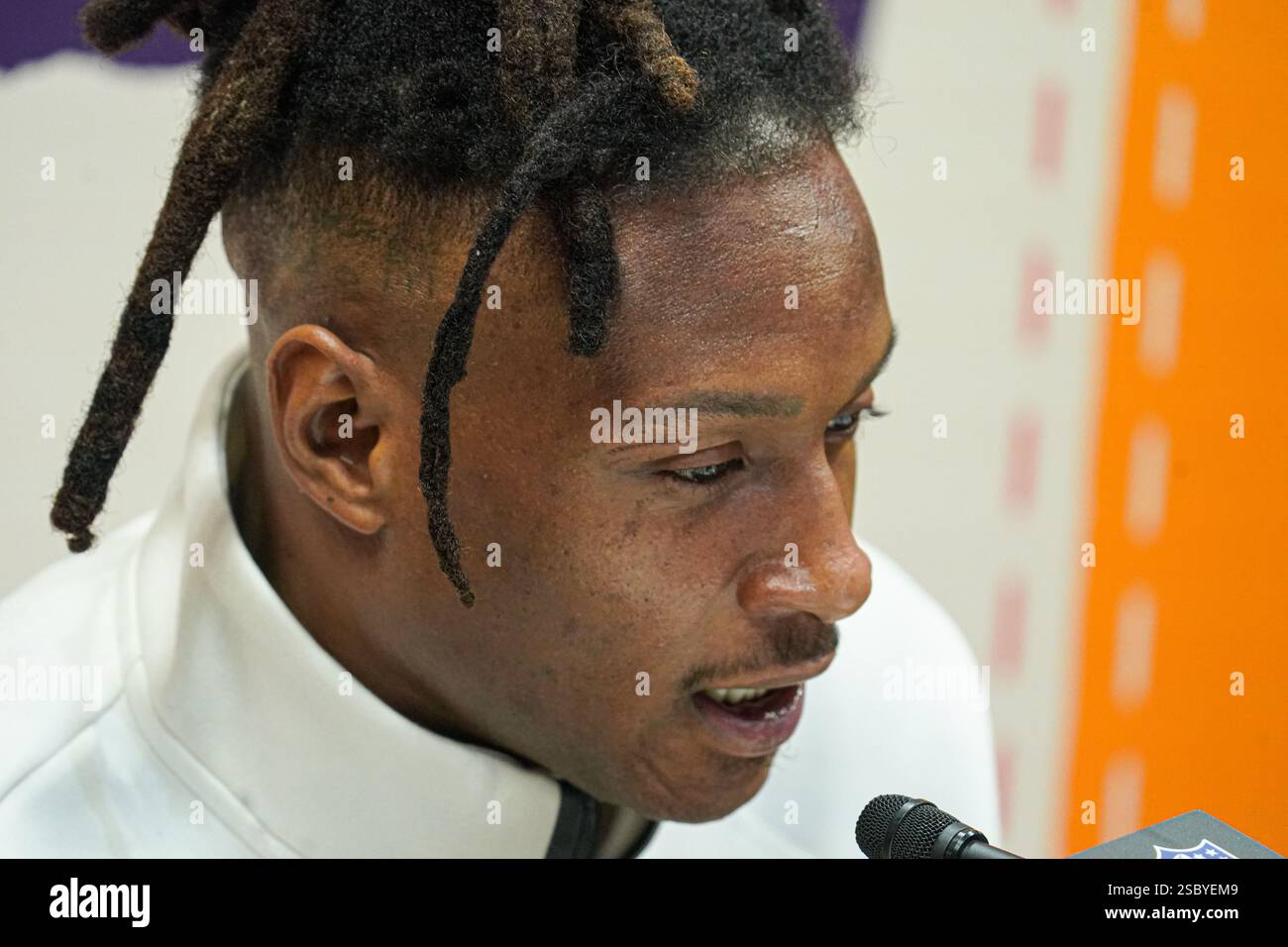 Chiefs player DeAndre Hopkins answering questions from reporters During ...