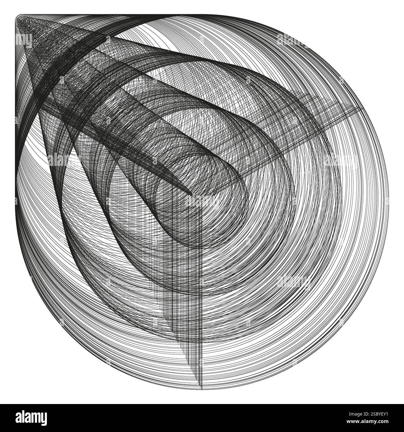 Circular spiral form. Layered concentric lines. Abstract geometrical ...
