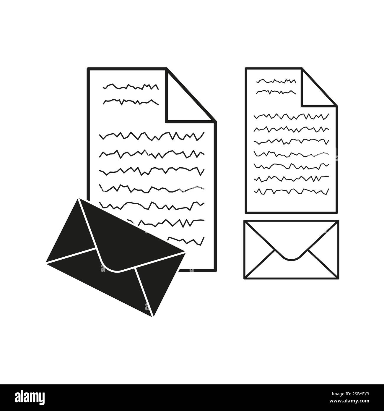 Envelope and letter. Paper document icons. Correspondence vector image ...