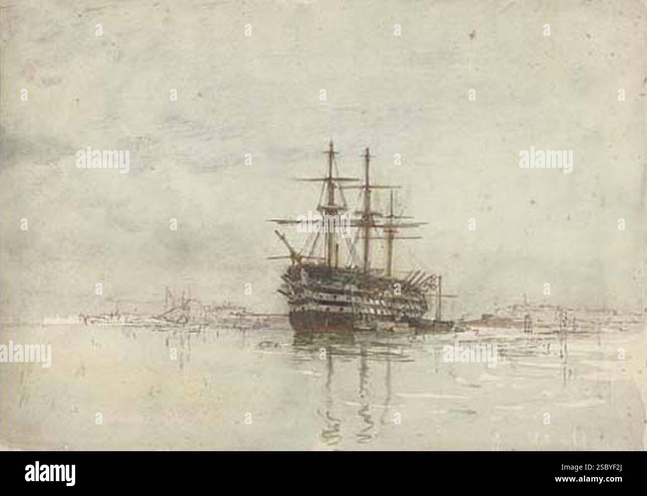 Henry Robertson - H.M.S. St. Vincent in Portsmouth Harbour Stock Photo ...