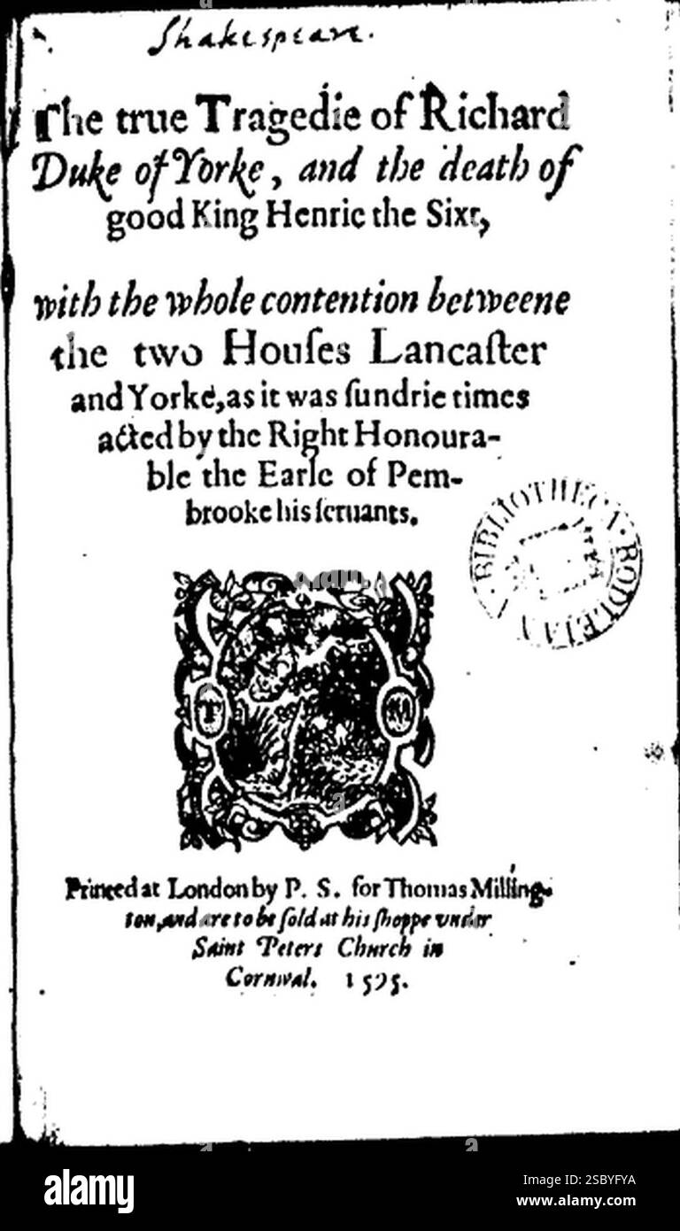 Henry VI Part 3 first octavo Stock Photo - Alamy