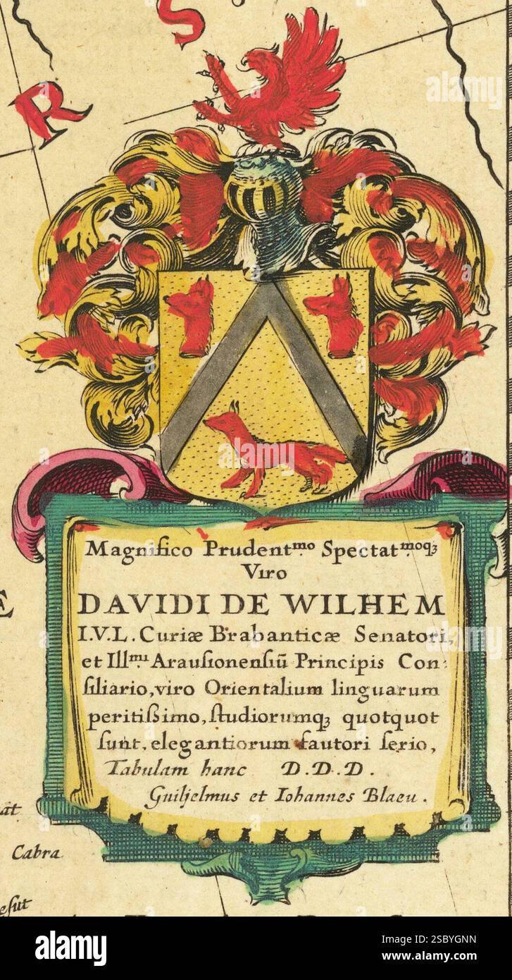 Heraldic cartouche on an Ottoman Empire map by Blaeu Stock Photo - Alamy