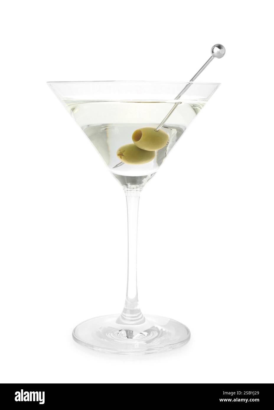 Martini cocktail with olives in glass isolated on white Stock Photo - Alamy