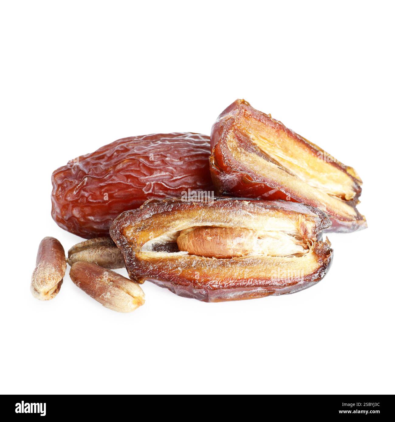 Tasty dried dates and seeds isolated on white Stock Photo - Alamy