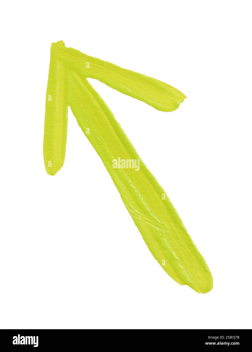 One yellow drawn arrow isolated on white Stock Photo - Alamy