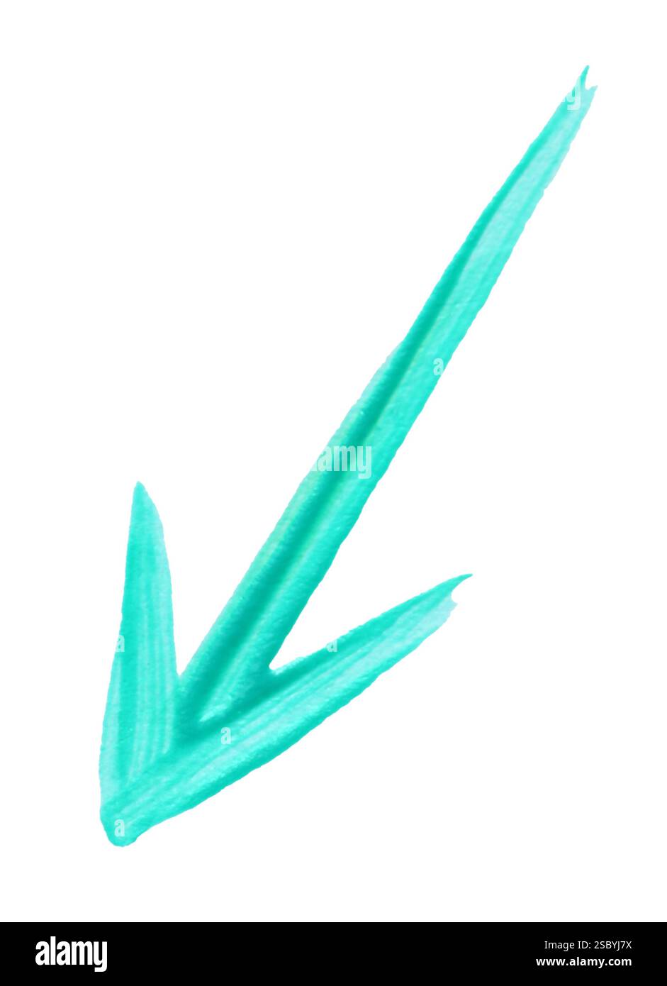 One turquoise drawn arrow isolated on white Stock Photo - Alamy