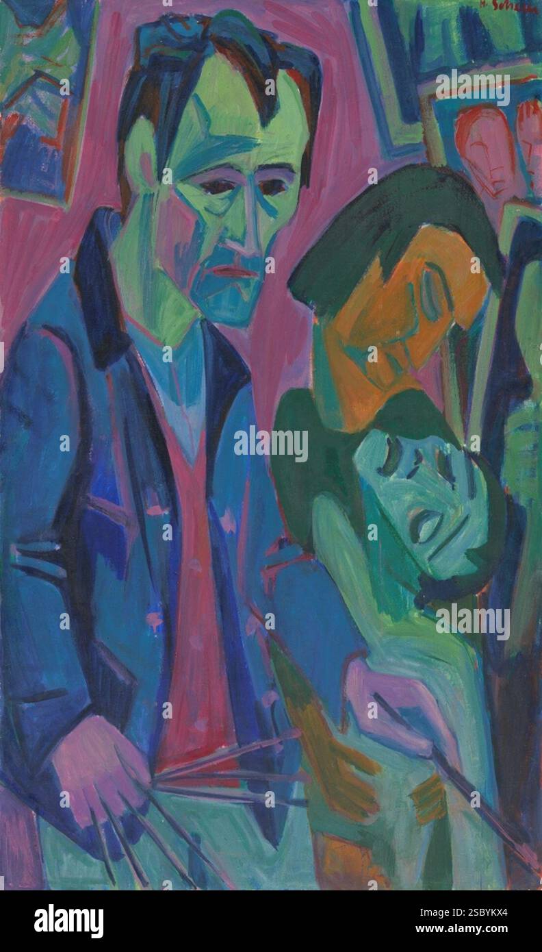 Hermann Scherer - Selbstbildnis im Atelier Stock Photo - Alamy