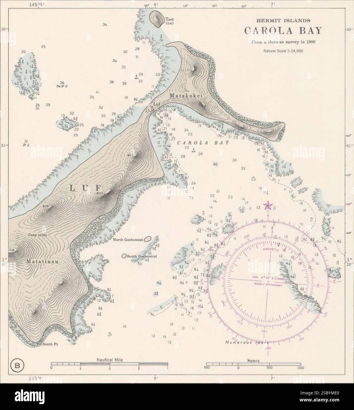 Hermit Island, Carola Bay, Nautical Map Stock Photo - Alamy