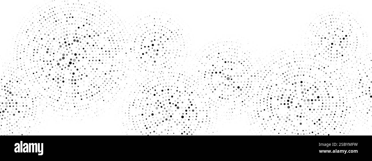 Black dotted concentric circle pattern. Radial halftone abstract drop ...