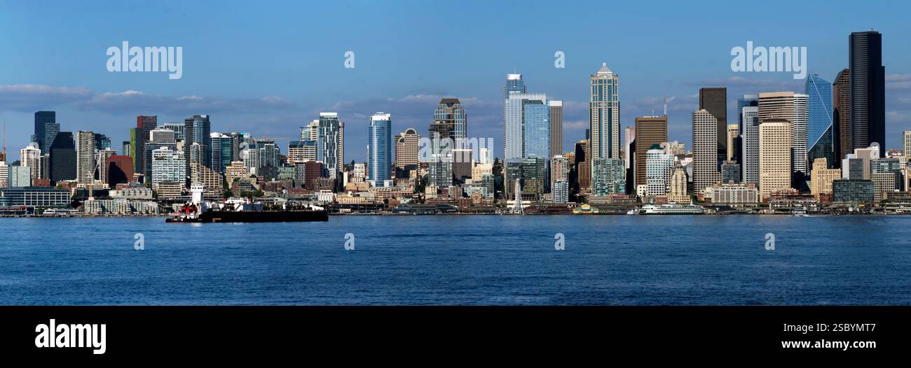A panoramic view of the skyline of Seattle, Washington, USA, from a ...