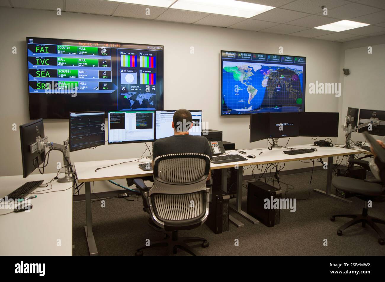The mission control centre for BlackSky Global in Seattle, Washington ...