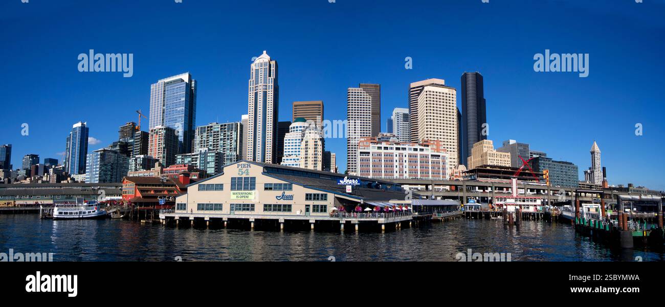 A panoramic view of the skyline of Seattle, Washington, USA, from a ...