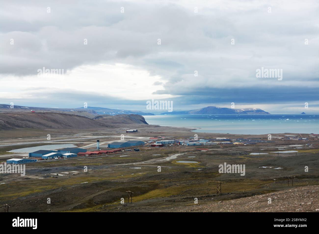 Aerial view of Thule Air Base in Greenland, captured from a nearby ...