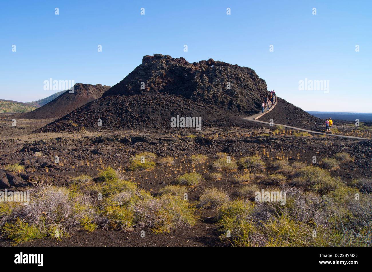 A row of large volcanic spatter cones in the Craters of the Moon ...