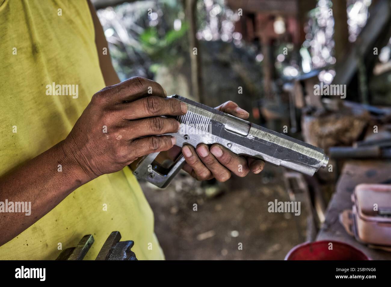 Illegal gun makers in Danao, Cebu island, Philippines, Asia Stock Photo ...