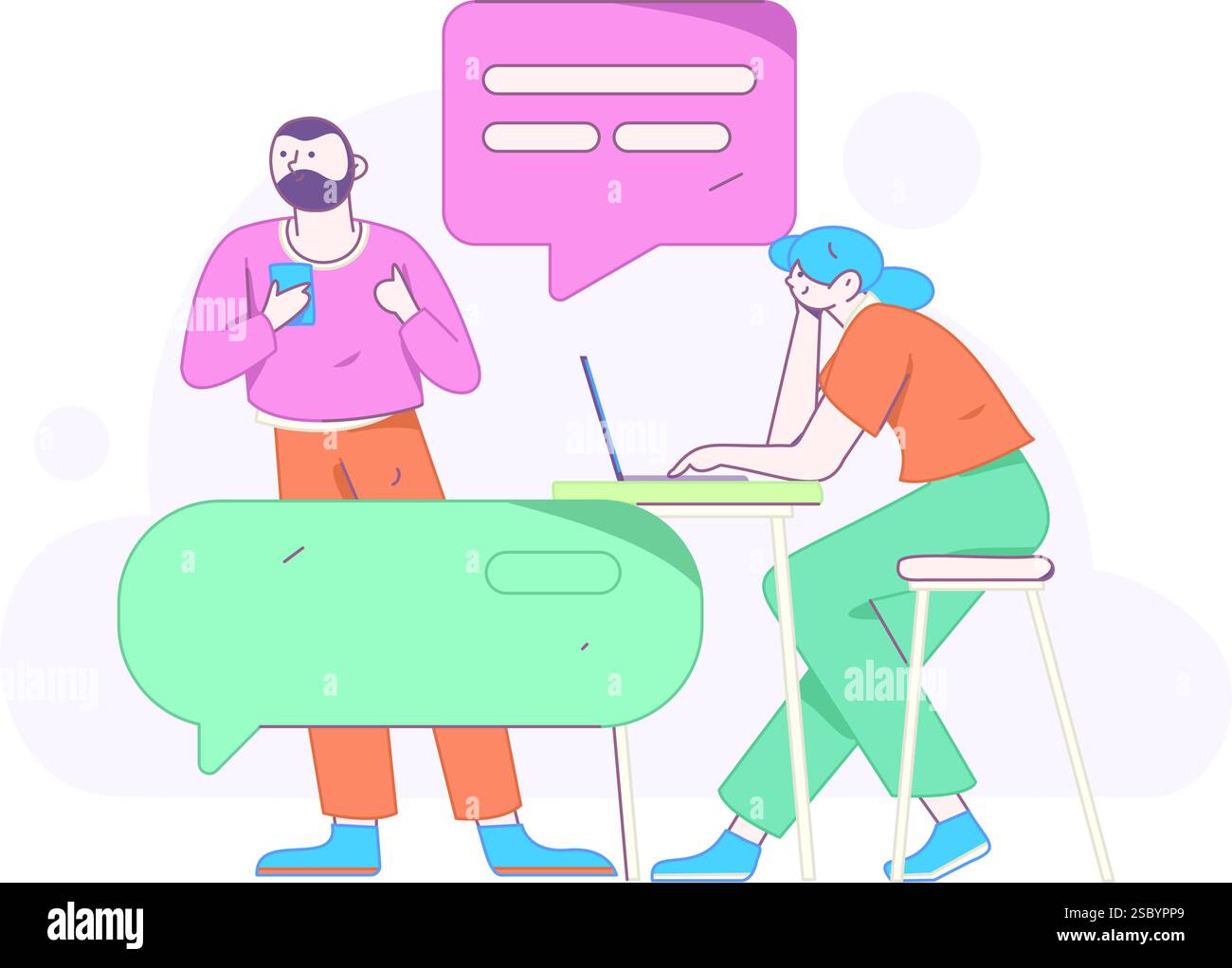 Communicate with consultants flat vector character concept operation ...