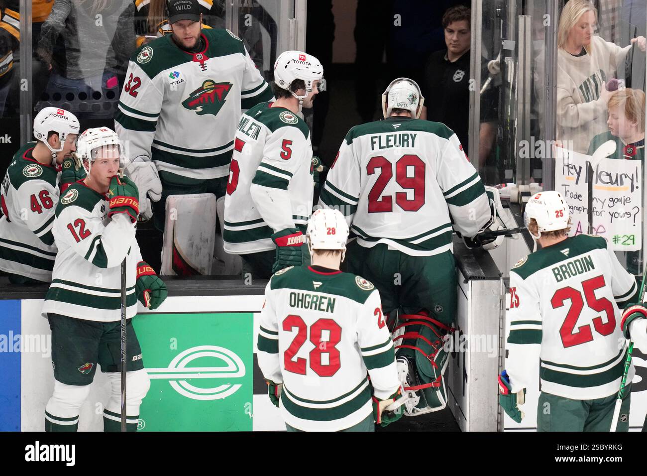 Minnesota Wild goaltender Marc-Andre Fleury (29) leaves the ice after a ...