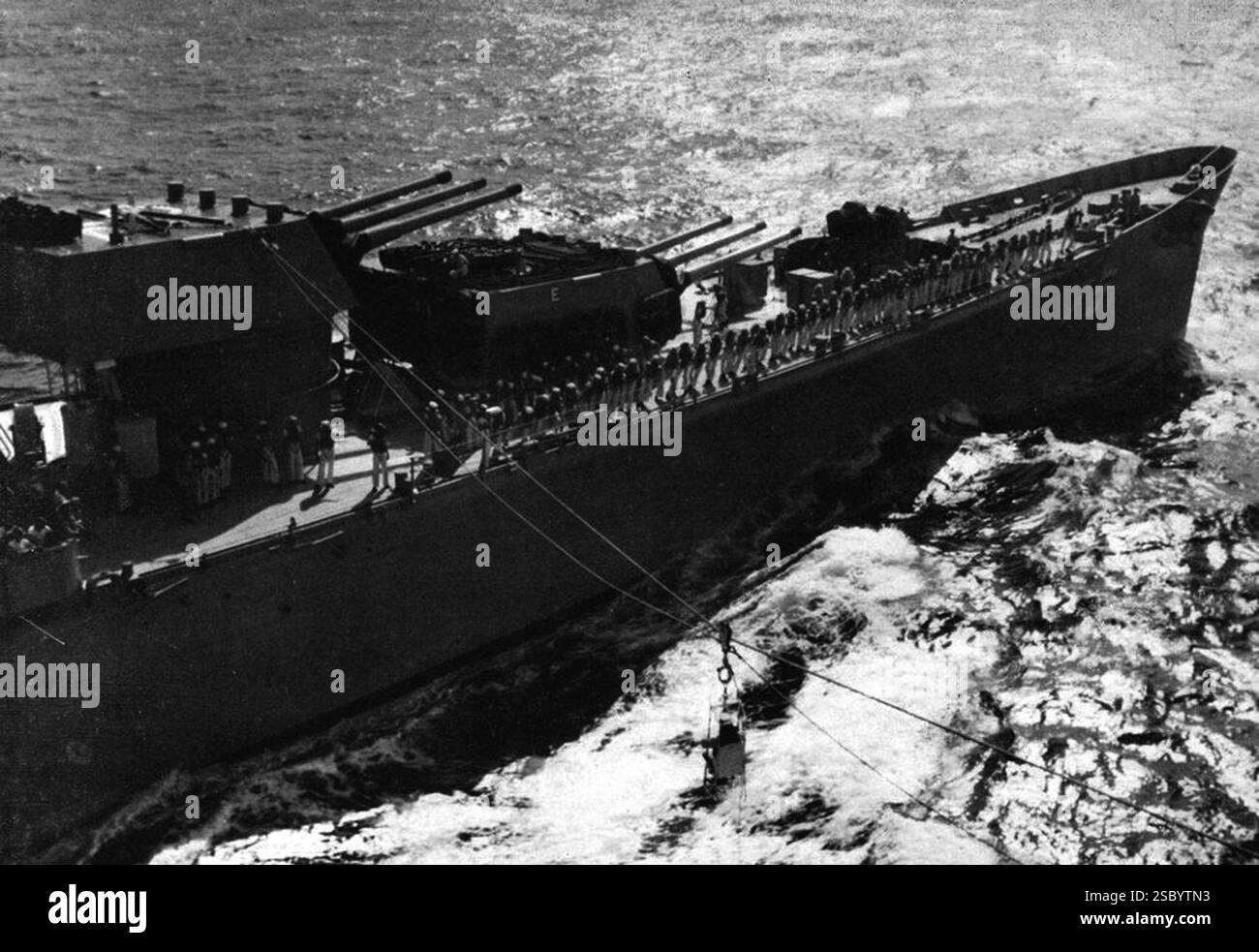 Highline transfer to USS Helena (CA-75) in the Pacific Ocean, in 1957 ...