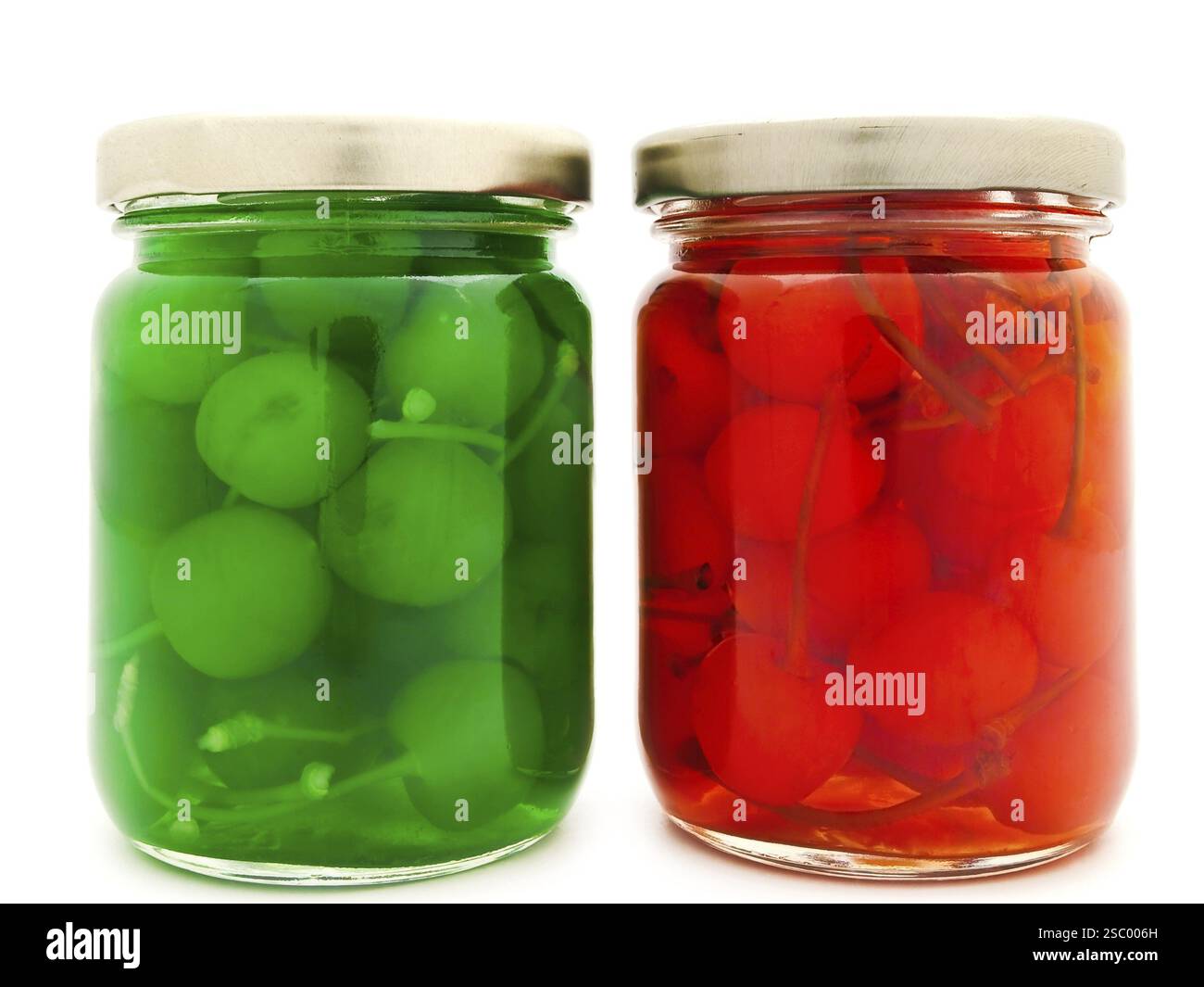 Jars With Cherry Over The White Background Stock Photo - Alamy