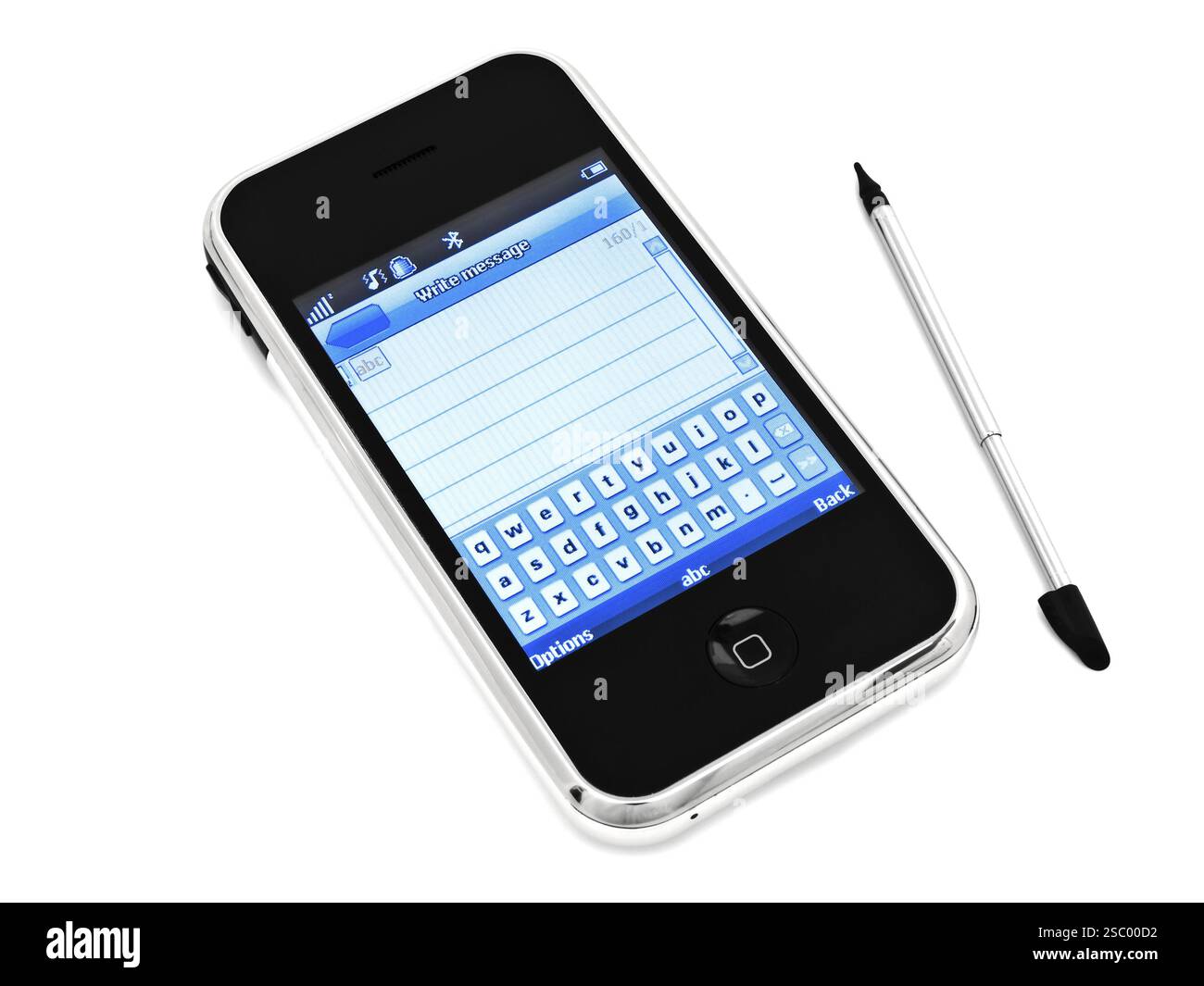 Mobile Phone With Open Message Window Over White Stock Photo - Alamy