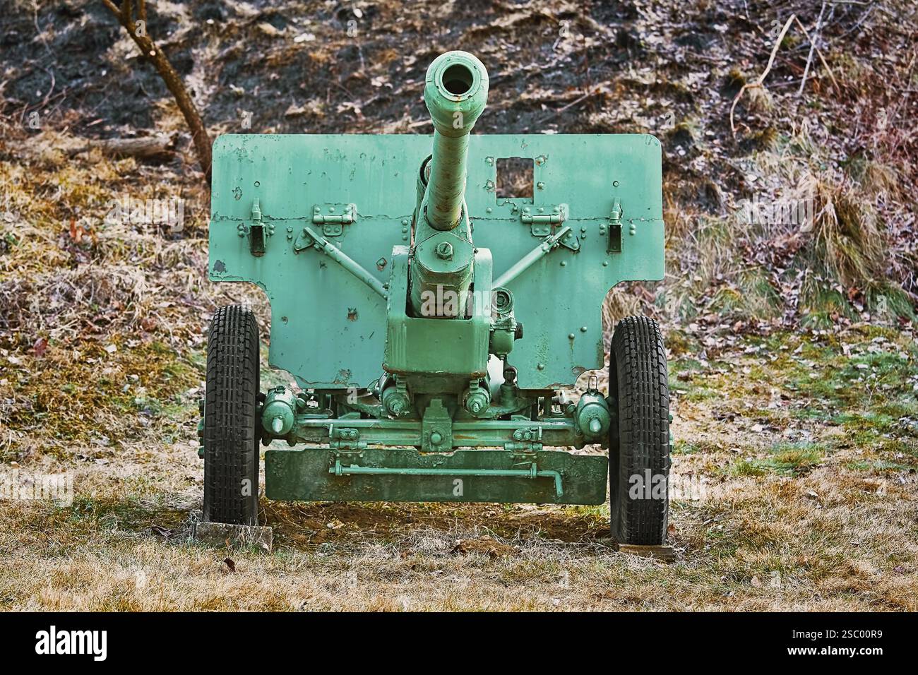 An Old Artillery Gun in the Field Silistra, Bulgaria, Europe Stock ...